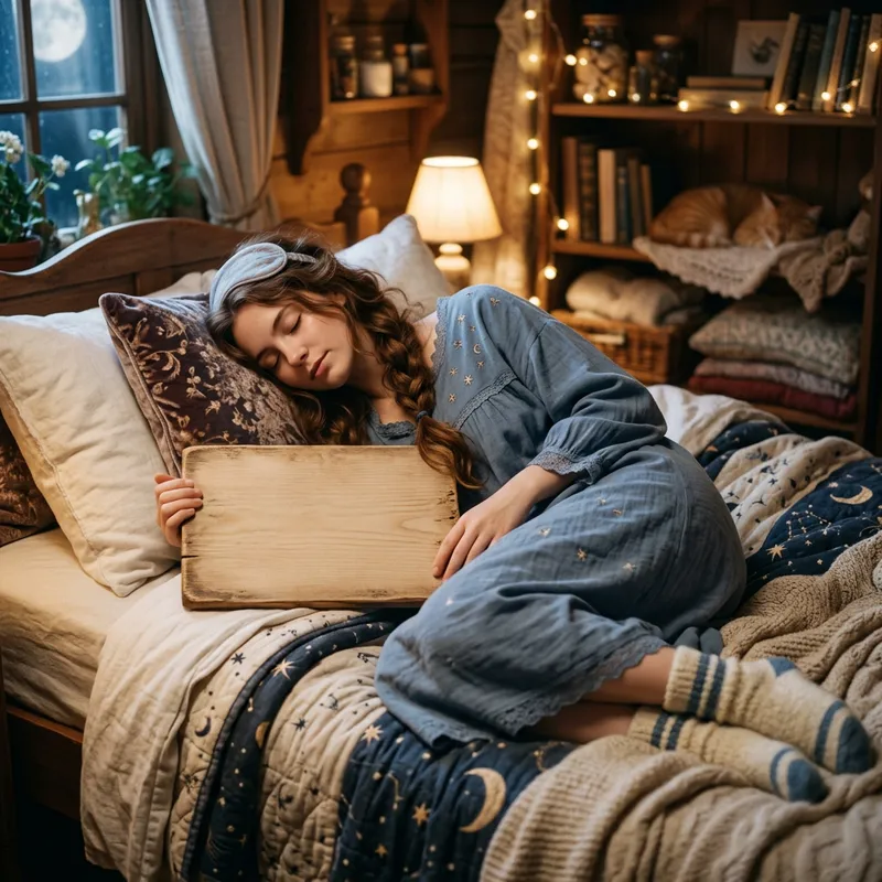 Fictional Character Holding Blank Signboard in Slumber Attire | AI Art ...