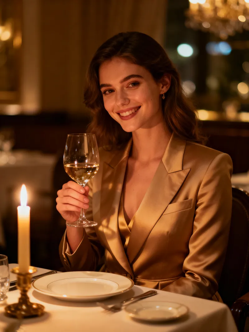 Romantic Date Portrait in Upscale Restaurant | AI Art Generator | Easy ...
