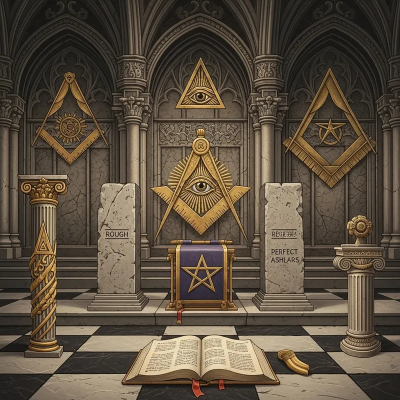 Masonic Symbolism in Ancient Stone Chamber | AI Art Generator | Easy ...