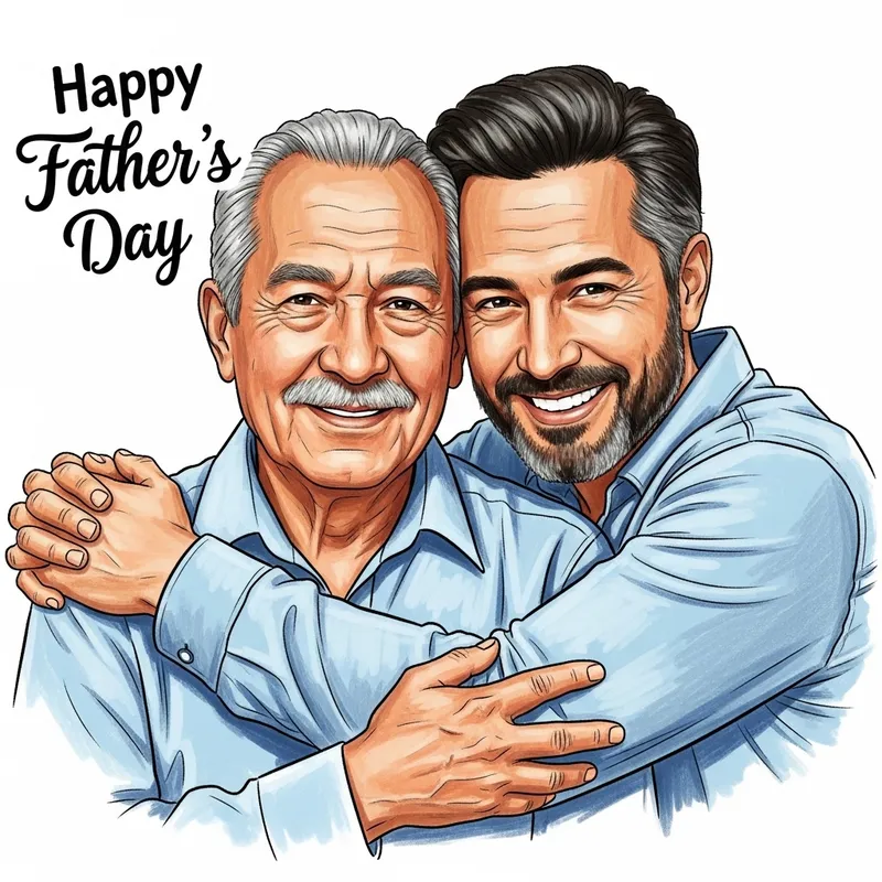 Heartwarming Father's Day Card Design - Loving Father Figures Embracing ...