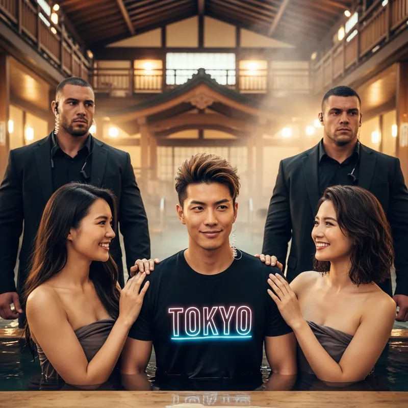 Tokyo Bathhouse Adventure with Bodyguards | AI Art Generator | Easy ...