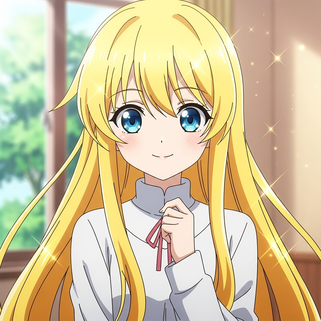 Yellow Haired Female Animated Character Digital Wallpaper