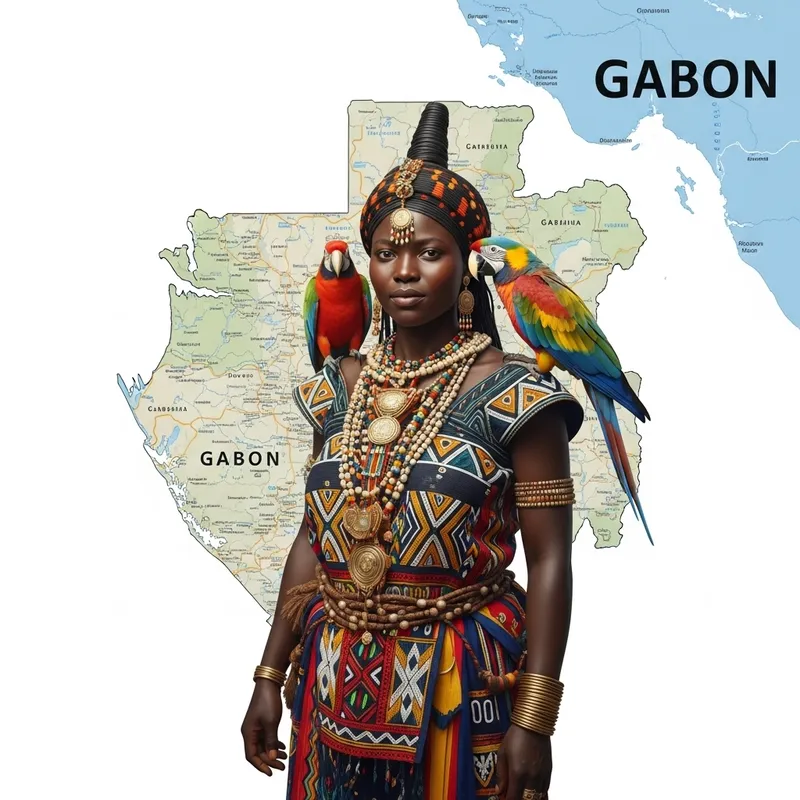 Traditional Gabonese Woman with Parrot and Map | AI Art Generator ...