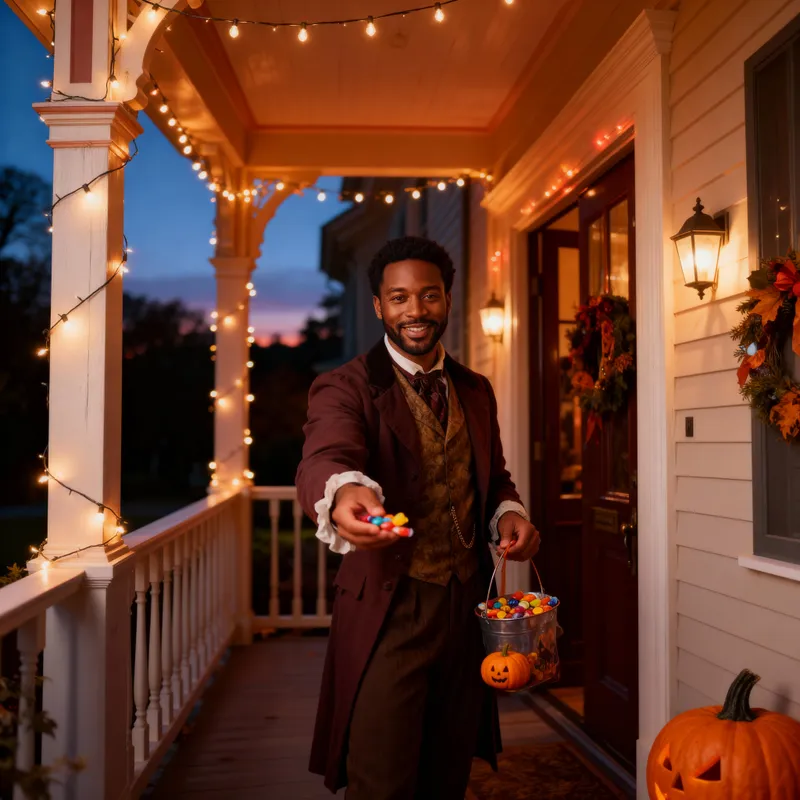 Vintage Halloween Costumes at Victorian Entrances | AI Art Generator ...