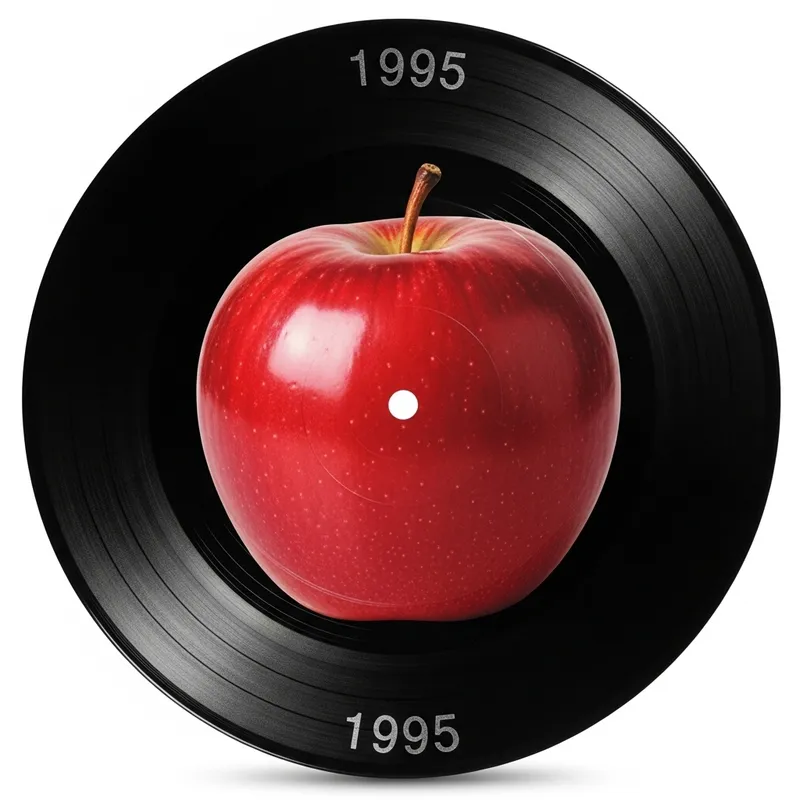 Vintage 1995 Vinyl Record with Red Apple Design | AI Art Generator ...