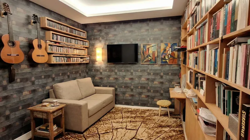 Cozy Living Room with Sofa, Table, and TV | AI Art Generator | Easy ...