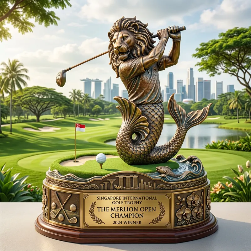 Merlion Golf Trophy | Prestigious Win | AI Art Generator | Easy-Peasy.AI
