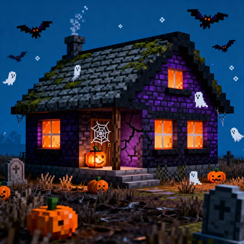 Spooky Halloween Minecraft House Ideas | AI Art Generator | Easy-Peasy.AI