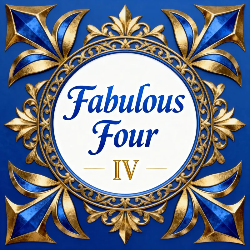 Fabulous Four Tattoo in Blue and Gold | AI Art Generator | Easy-Peasy.AI