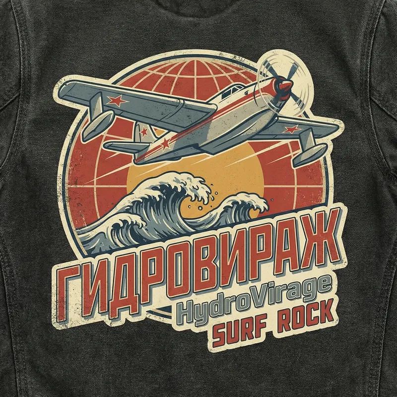 HydroVirage: Retro Surf Music Band Logo | AI Art Generator | Easy-Peasy.AI