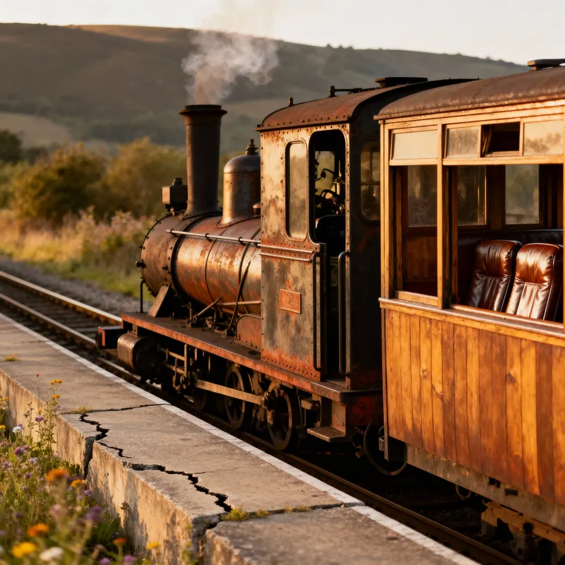 Old Train on a Railway Embankment | AI Art Generator | Easy-Peasy.AI